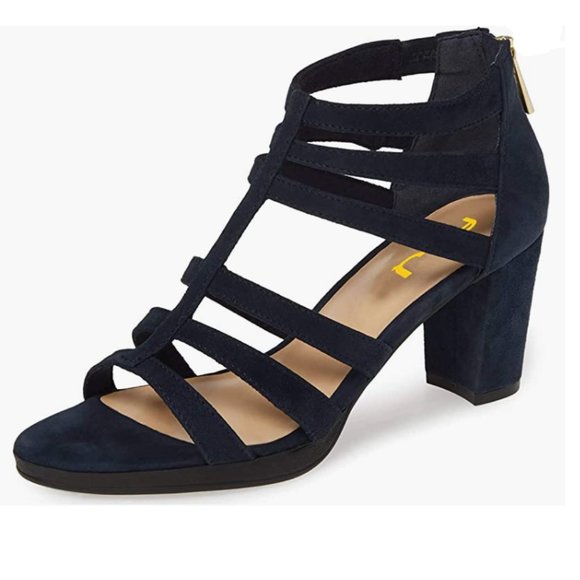 Shoes | A Fsj Navy Chunky High Heel Sandals Open Toe Tstrap Cutout ...